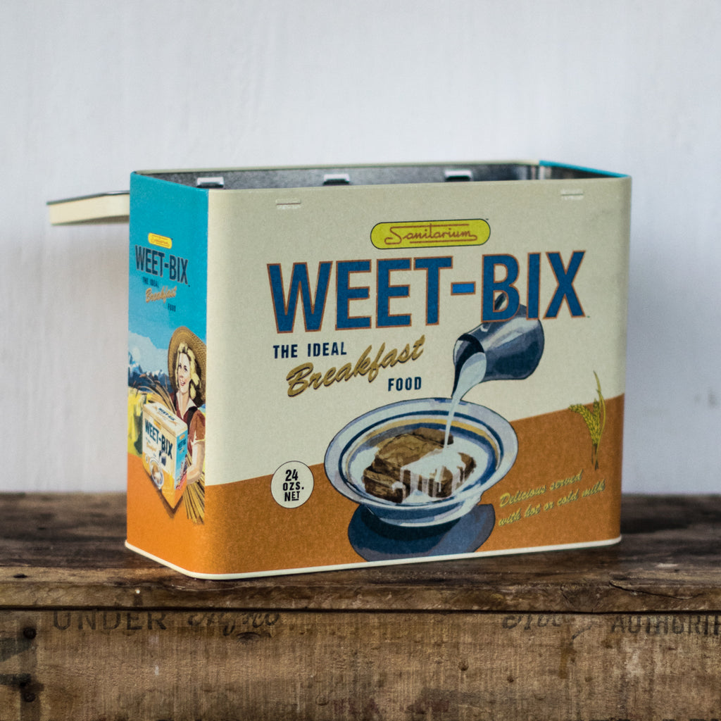 Weet-bix tin, retro design - Odgers and McClelland Exchange Stores